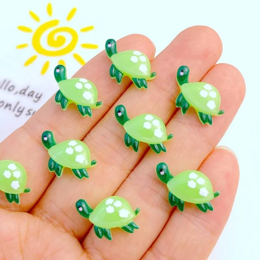 20 Pcs of Flatback Turtle Charms, Mini Kawaii Resin Cabochons, Colorful ...