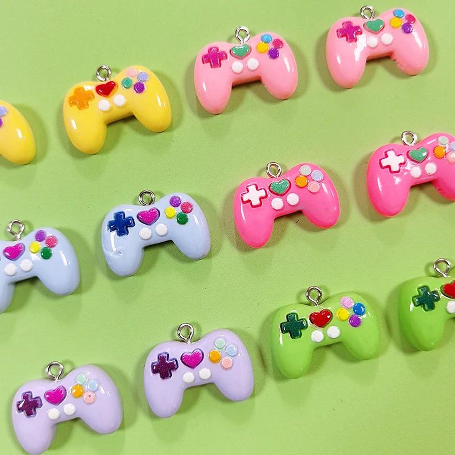 10 Psc of Colorful Game Controller Charms – Kawaii Gamer Pendants for ...
