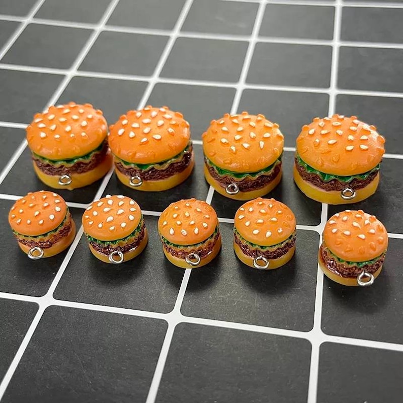 10 Pieces of 3d Hamburger Fast Food Resin Charms for Jewelry Making - Etsy