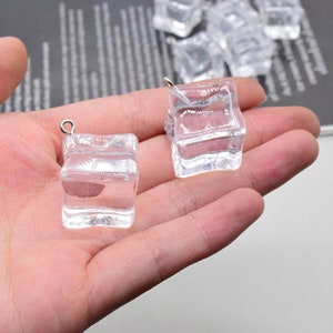 10 Pieces of Ice Cube Transparent Square Resin Charms for Jewelry ...