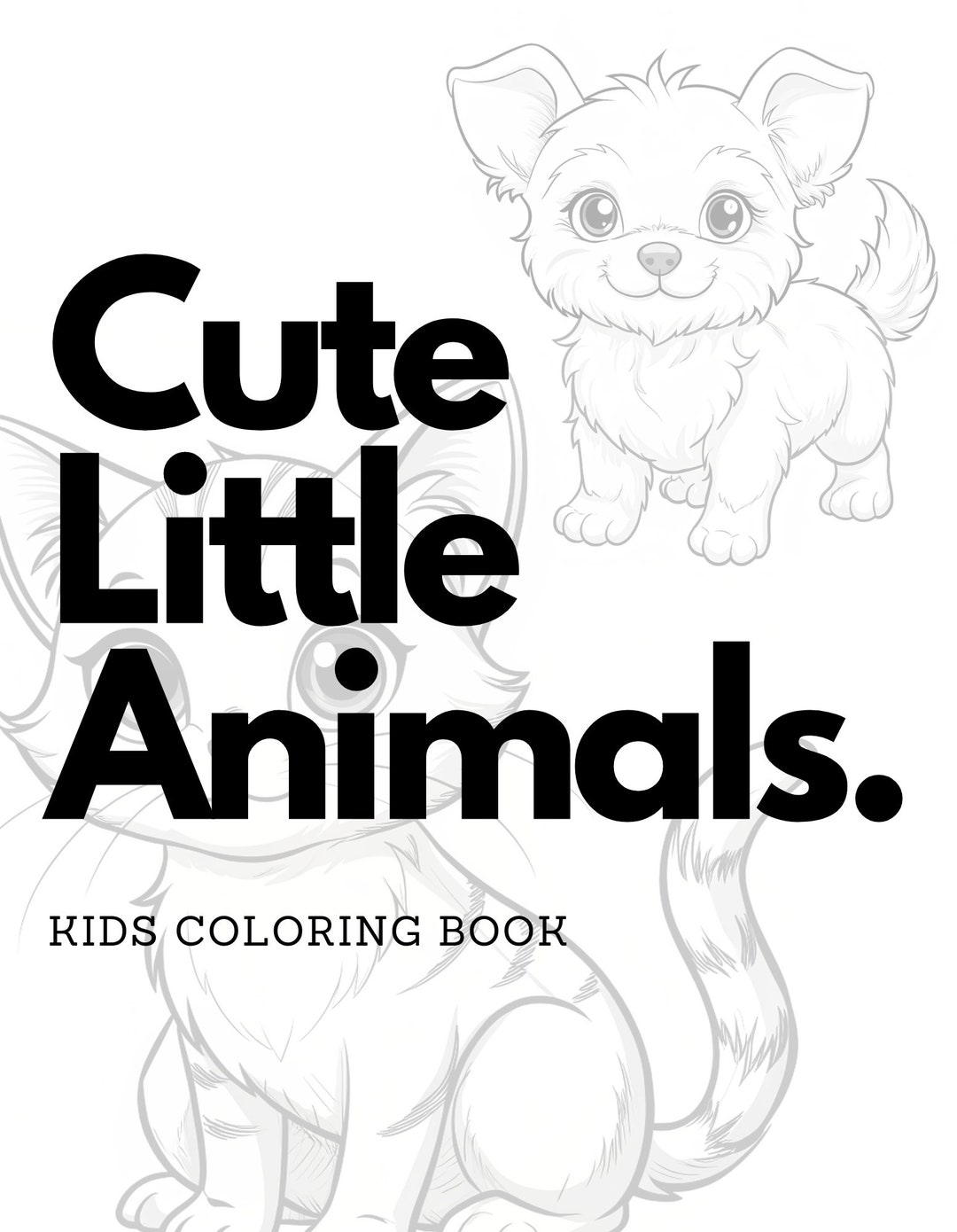 Cute Little Animals Coloring Book Templates Instant Download Relaxation ...