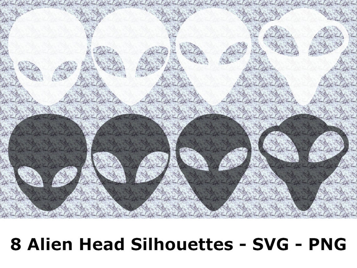 Grey Aliens Alien Head Silhouettes SVG PNG - Etsy