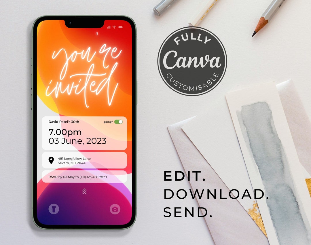 Birthday Party Invite | Phone Notification Style | Digital Party Invite ...