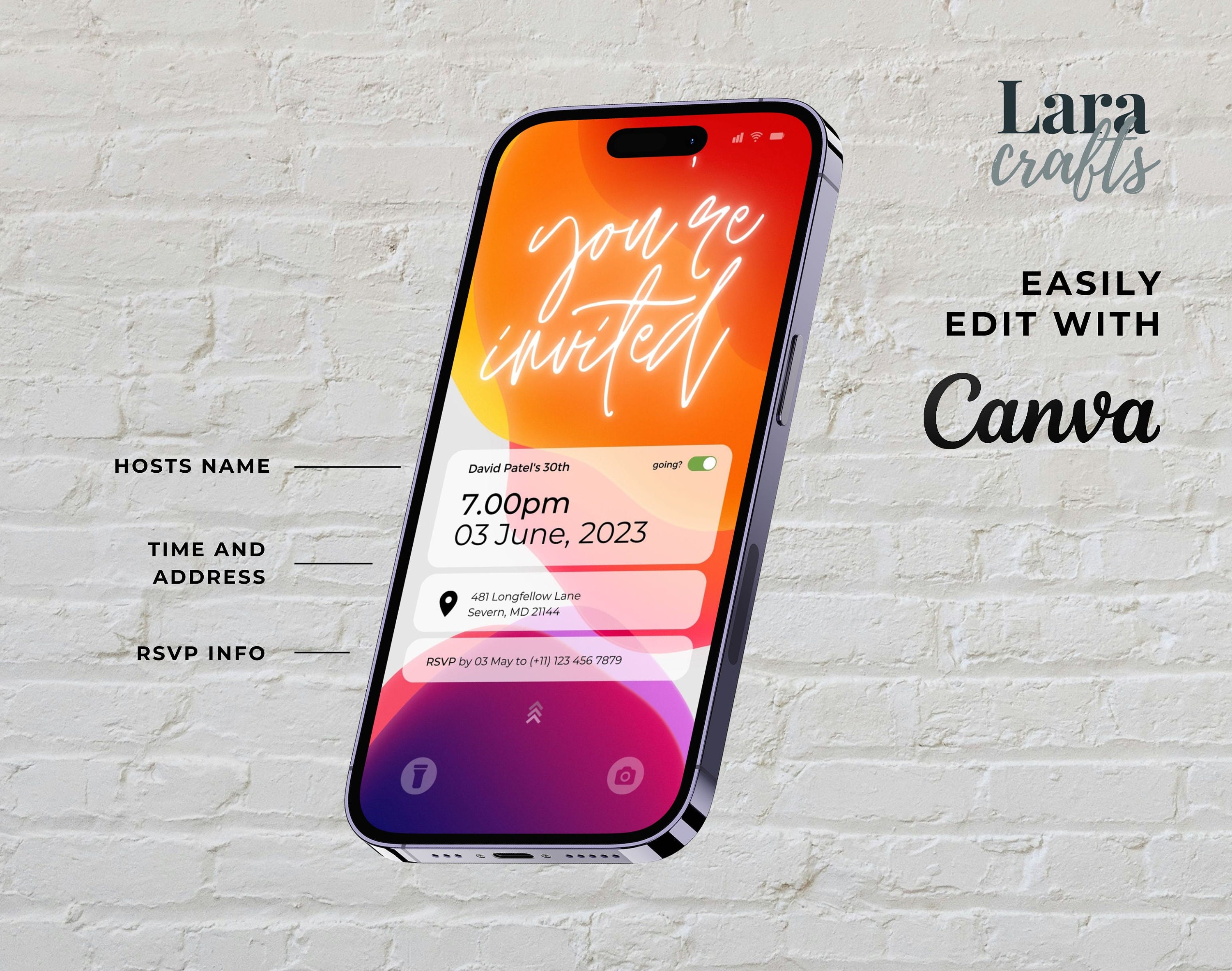 Birthday Party Invite | Phone Notification Style | Digital Party Invite ...