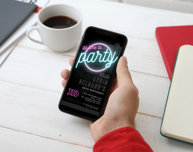 Neon Rave Birthday Party Invitation Template | 'it's Time to Party ...