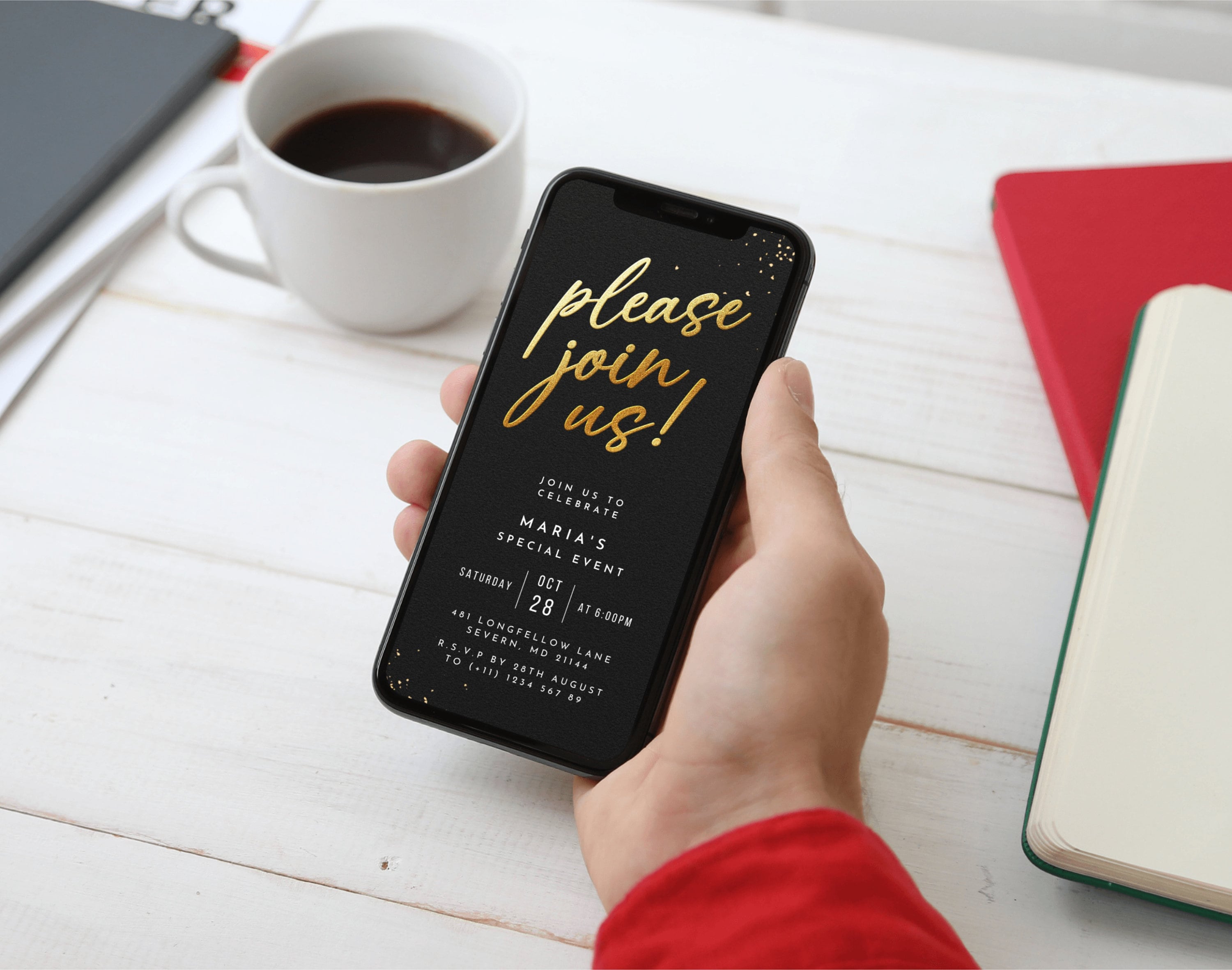 Black and Gold Party Invitation Template | Digital Party Invite ...