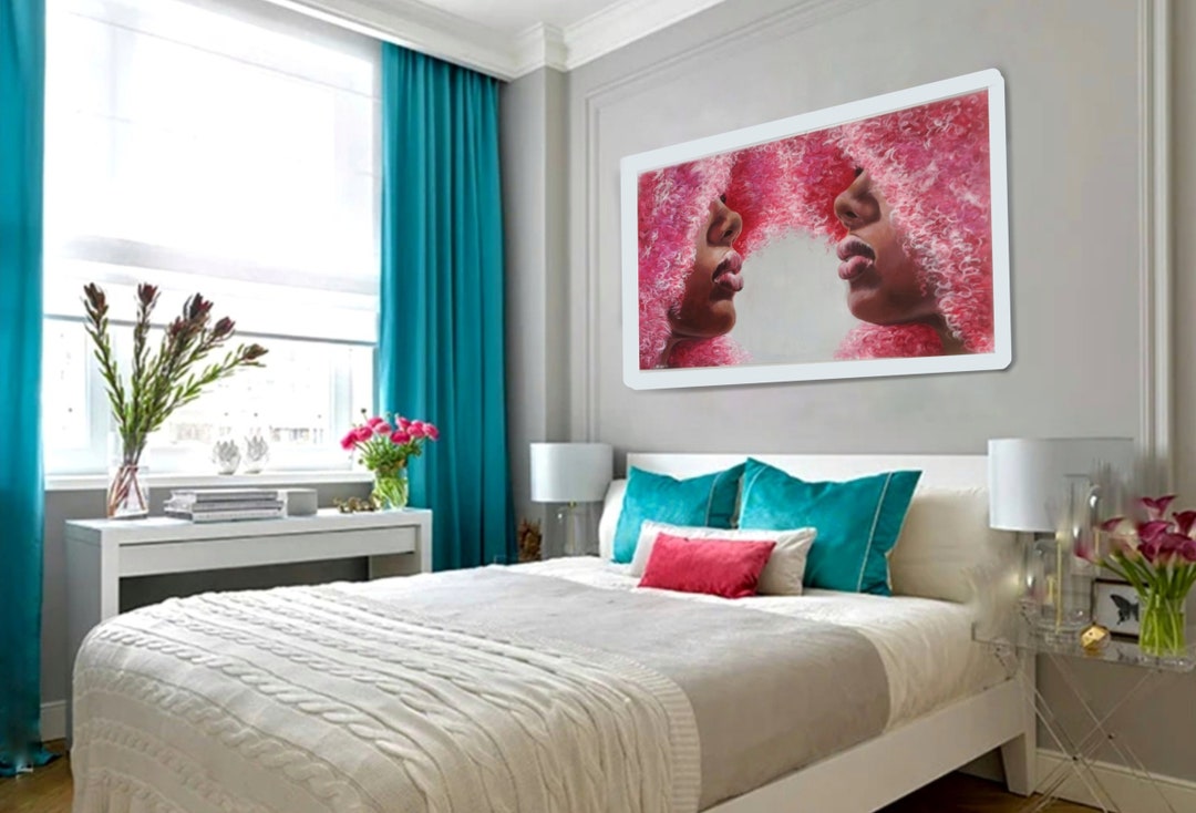 Beautiful Mulatto Painting. Red Hair Painting. Pink Painting. - Etsy