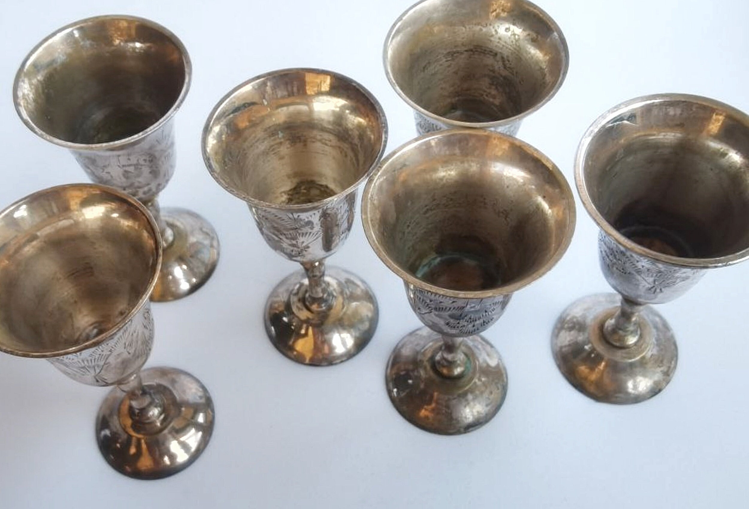 Vintage Set of Metal Stacks. Antique Wine Glasses.antique Tableware ...