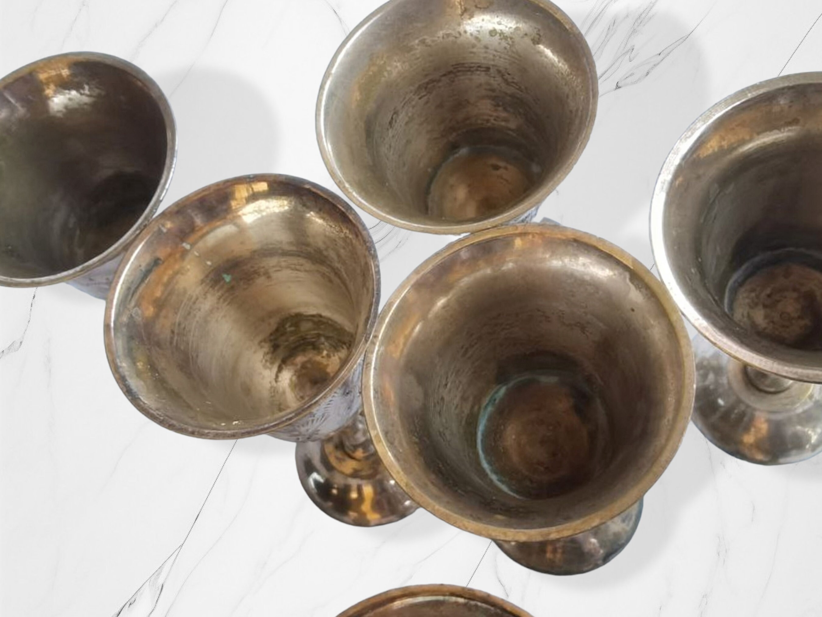 Vintage Set of Metal Stacks. Antique Wine Glasses.antique Tableware ...