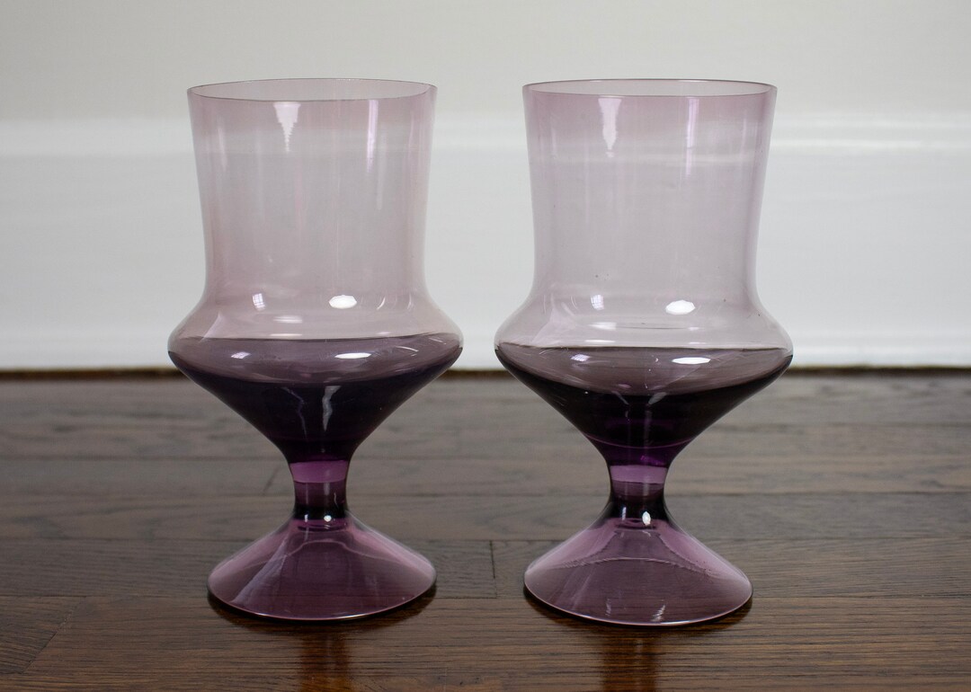 Pair of Mid-century Flare Wine Glasses by Denby-milnor Aseda Glasburk ...
