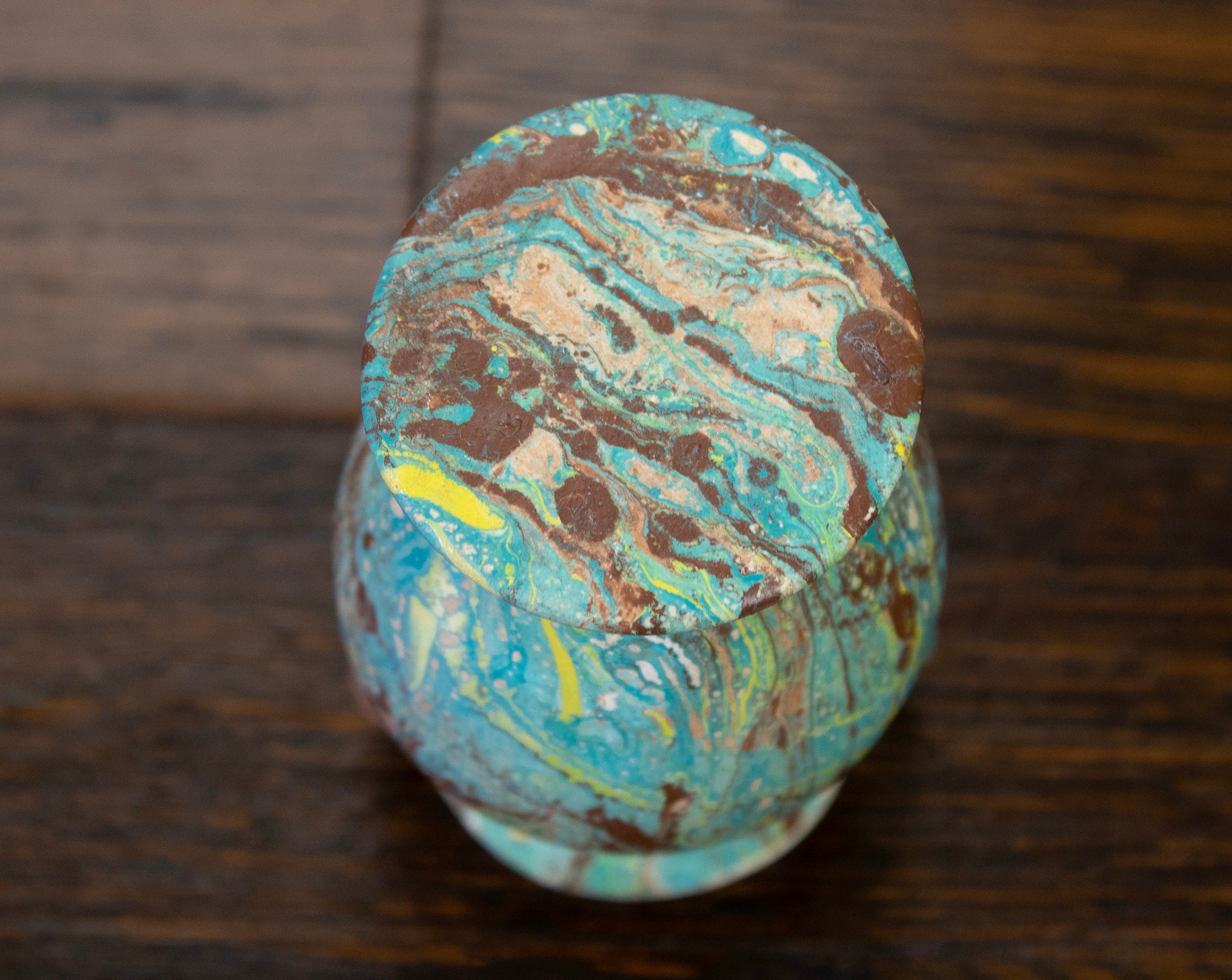 Vintage Nemadji Pottery-style Blue & Brown Bud Vase - Etsy