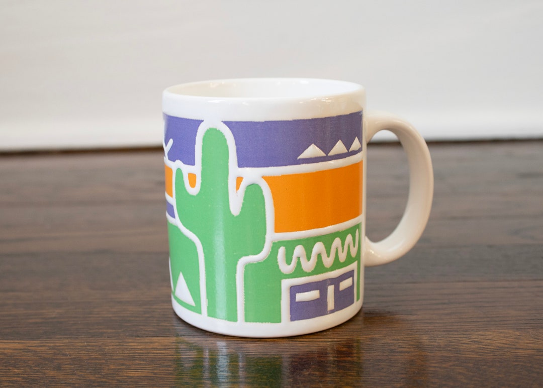 Rare Vintage Waechtersbach Cactus Southwestern Mug White, Purple ...