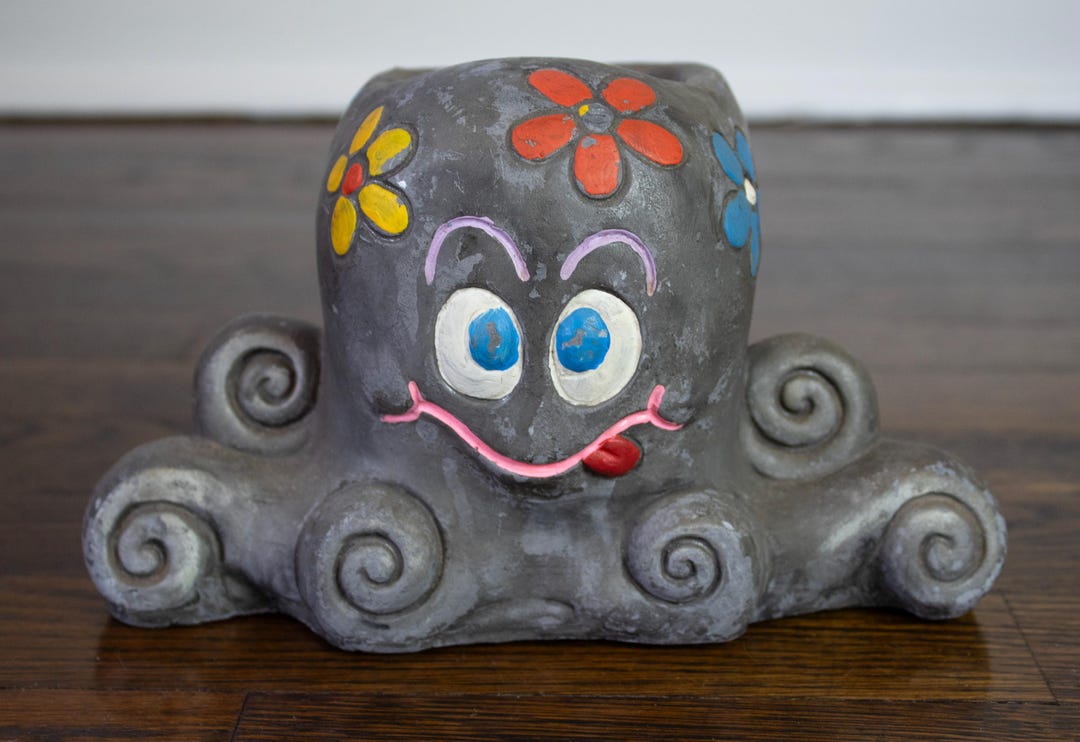 1975 J & D Designs Goofy Octopus Flower Power Ceramic Bisque Planter - Etsy