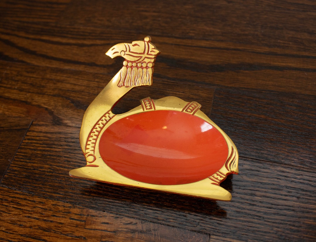 Vintage Brass & Enamel Camel Ashtray Israel Hakuli - Etsy