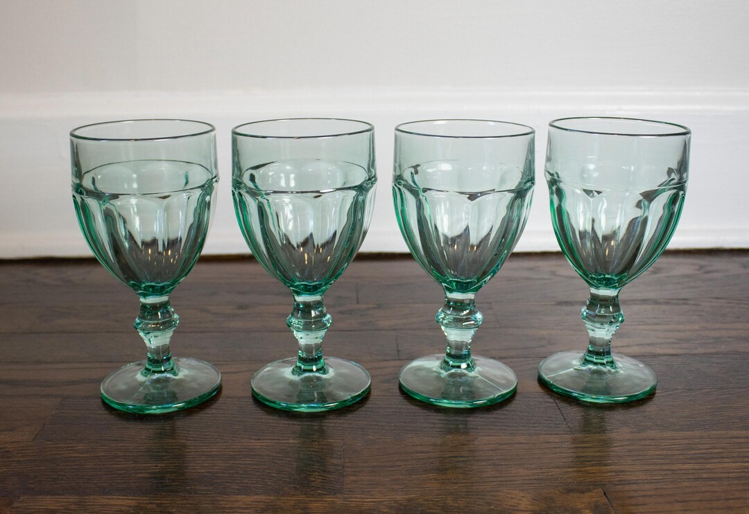 Vintage Libbey Glass Duratuff Gibraltar Spanish Green Goblets Set of 4 ...
