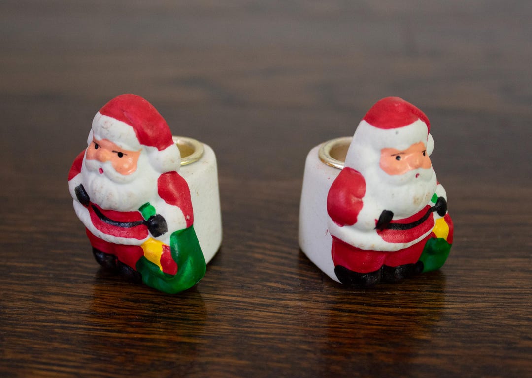 Vintage Pair of Mini Christmas Santa Claus Candlestick Holders - Etsy
