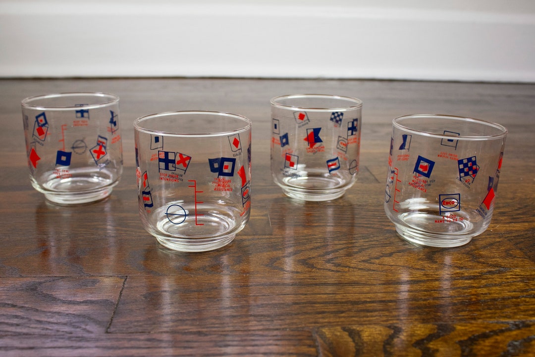 Libbey X Enco Vintage Signal Flag Promotional Glasses Set of 4 - Etsy
