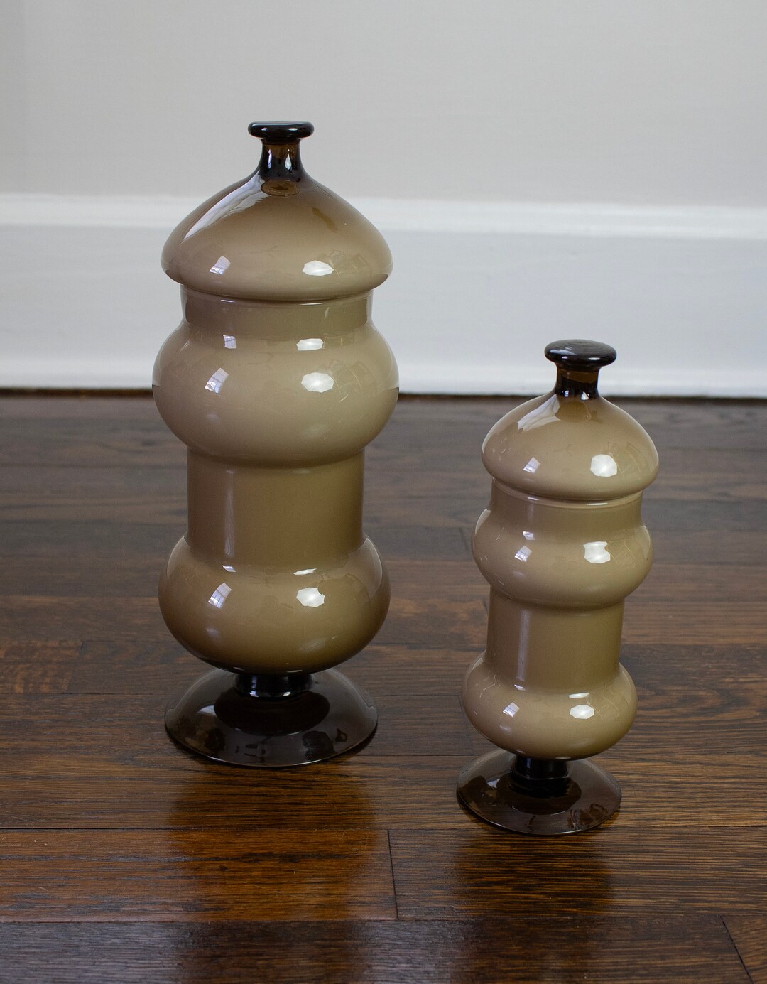 Vintage Empoli Italian Smokey Glass Canisters Set of 2 - Etsy