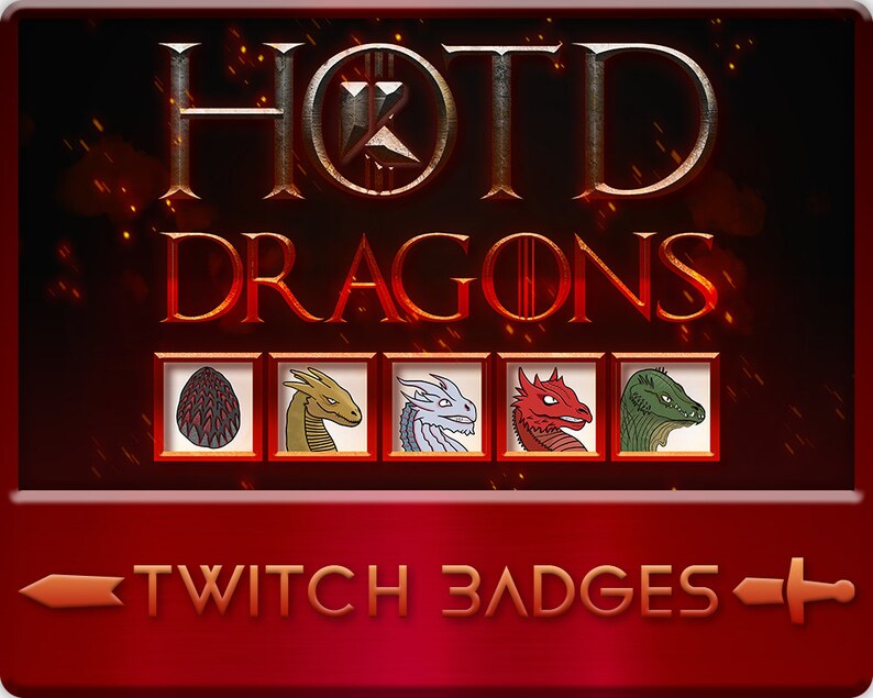 Housing of the Dragon DRAGONS Sub & Bits Twitch Badges 5 Cute Show Inspired Streamer Loyalty ...