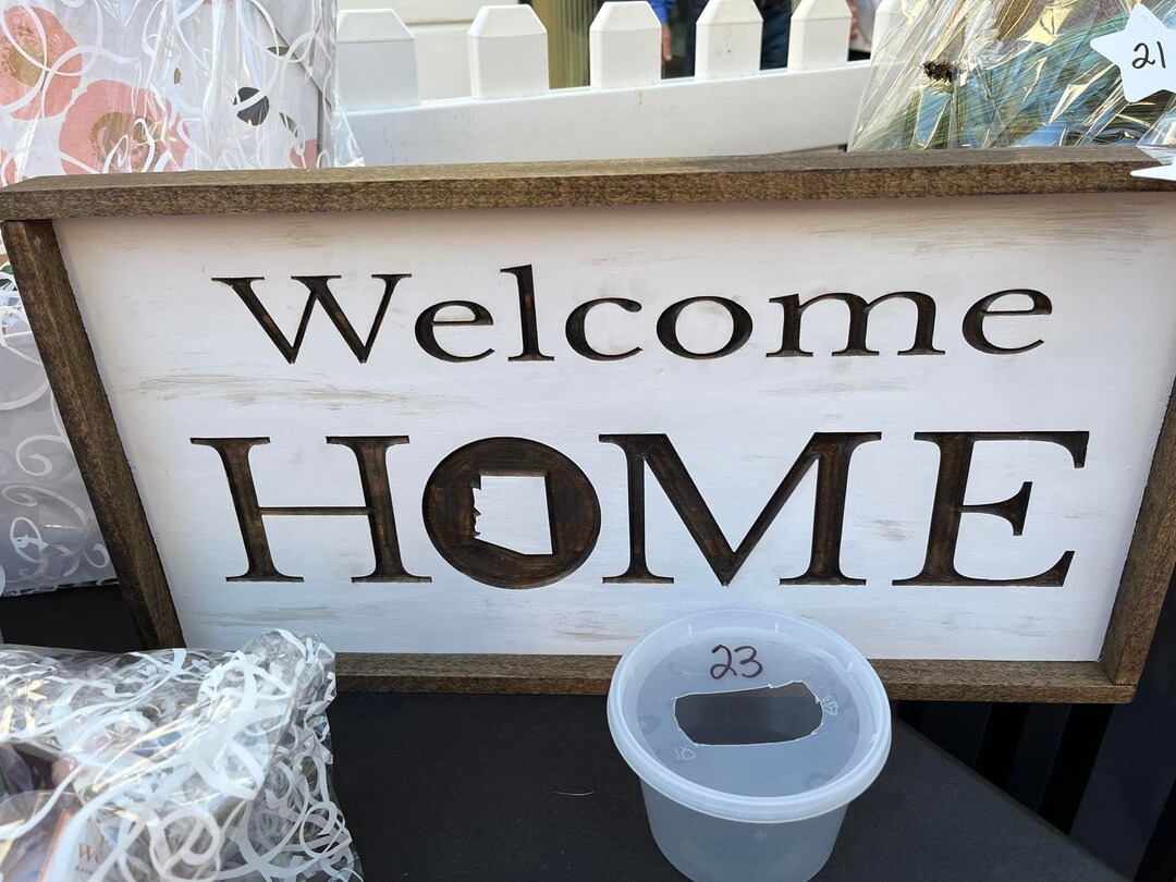 Engraved Welcome Home State Sign - Etsy