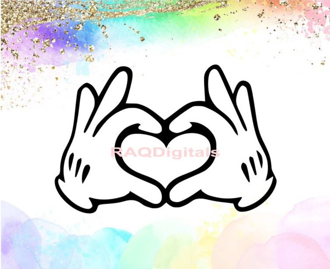 Mickey Mouse Heart Hands SVG Mickey Mouse Gloves Mickey - Etsy