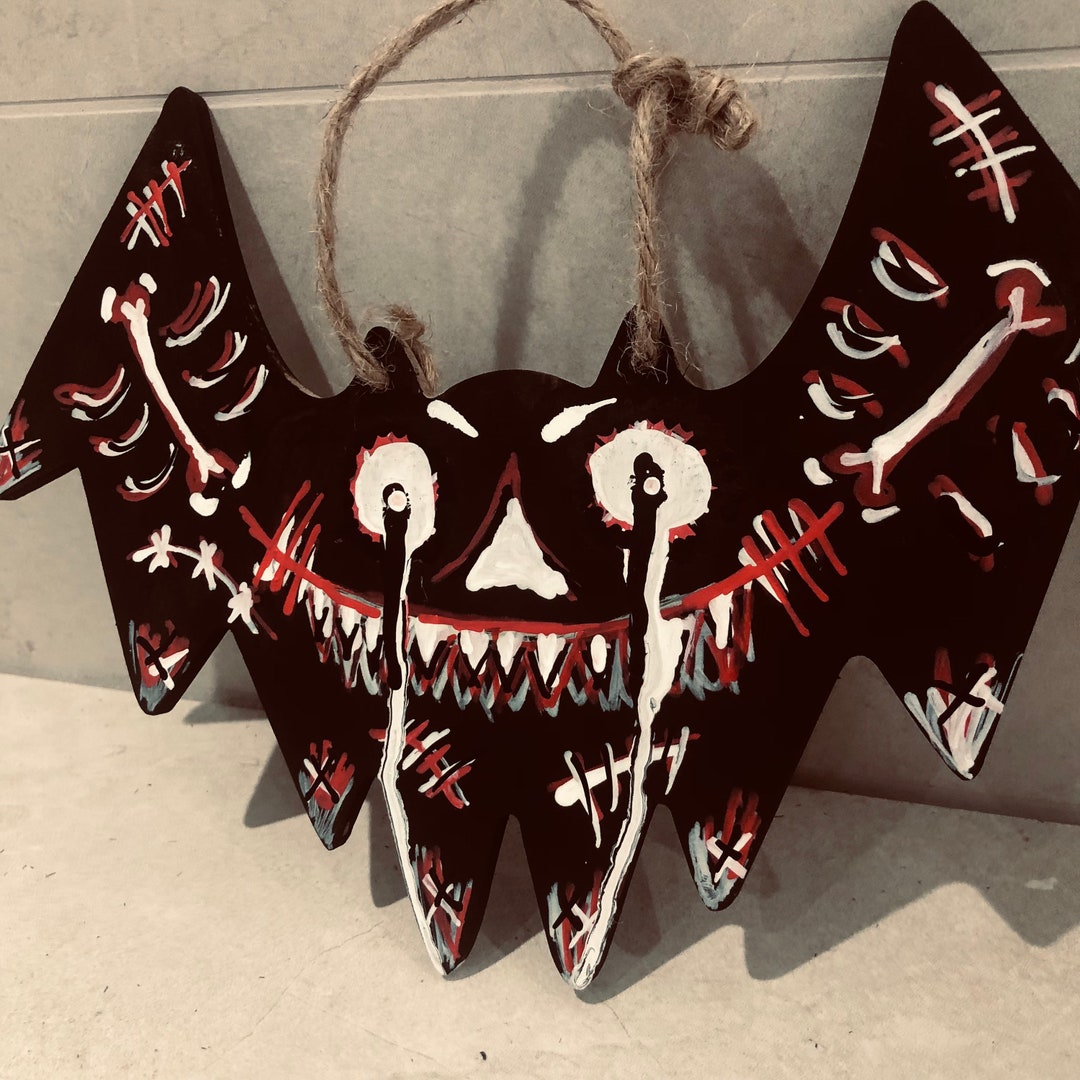 Horror / Cursed / Creepy / Gothic Painted Hanging Wooden Bat by ...