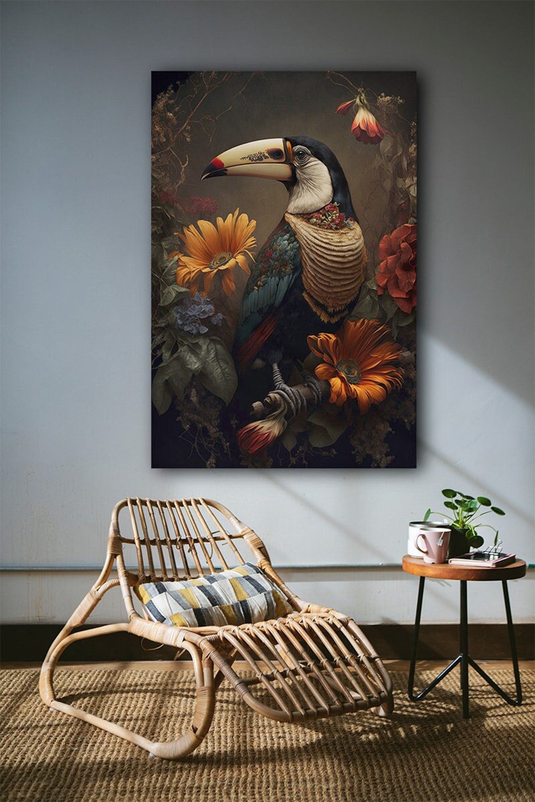 Toucan - Design of a Toucan Surrounded by Flowers and Leaves - Leopard ...