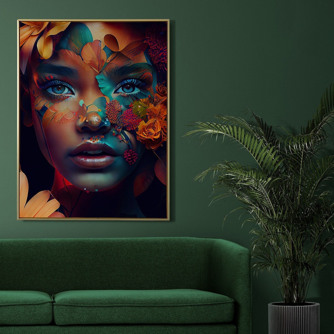 Botanical Woman #3 - Design of a Beautiful Woman Surrounded by Flowers ...