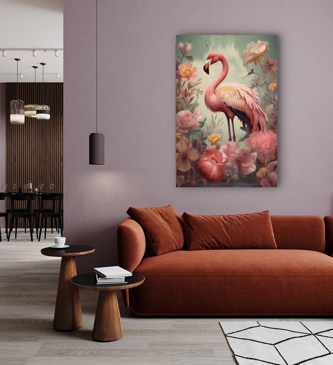Flamingo #3 - Design of a Flamingo Surrounded by Flowers - Flamingo ...