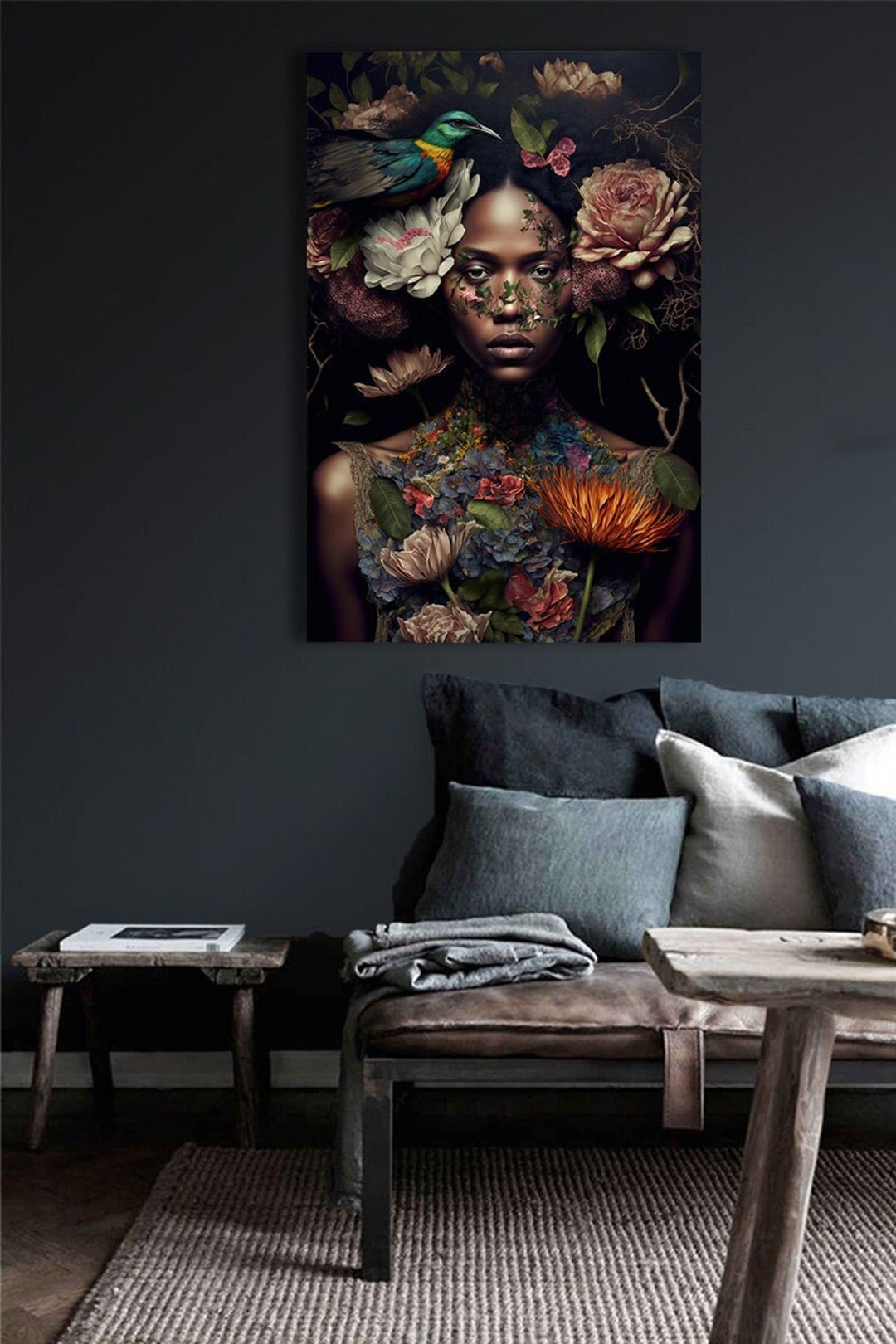 Botanical Woman #4 - Design of a Beautiful Woman Surrounded by Flowers ...