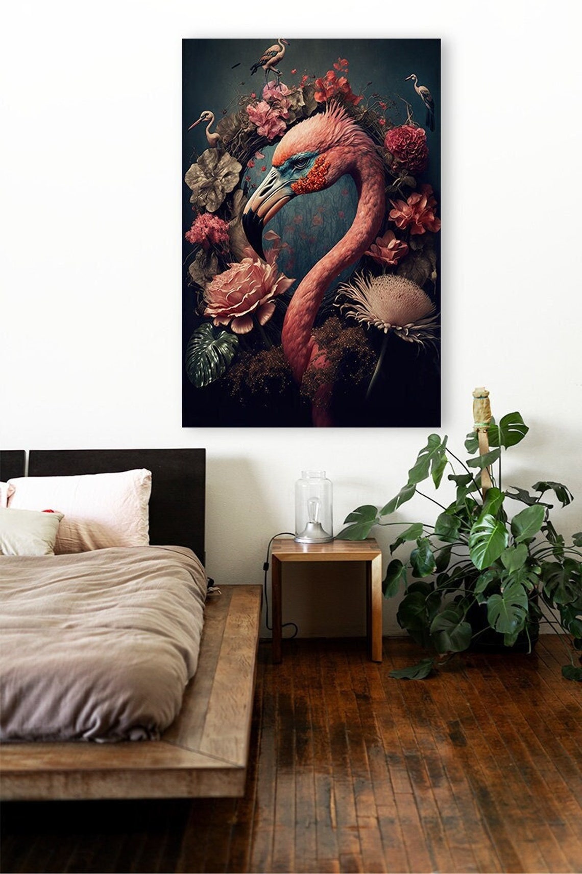 Flamingo - Design of a Beautiful Flamingo With a Lot of Flowers ...