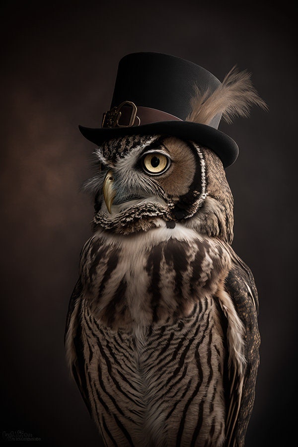 Classical Owl Design of a Owl Wearing a Suit and Top Hat - Etsy