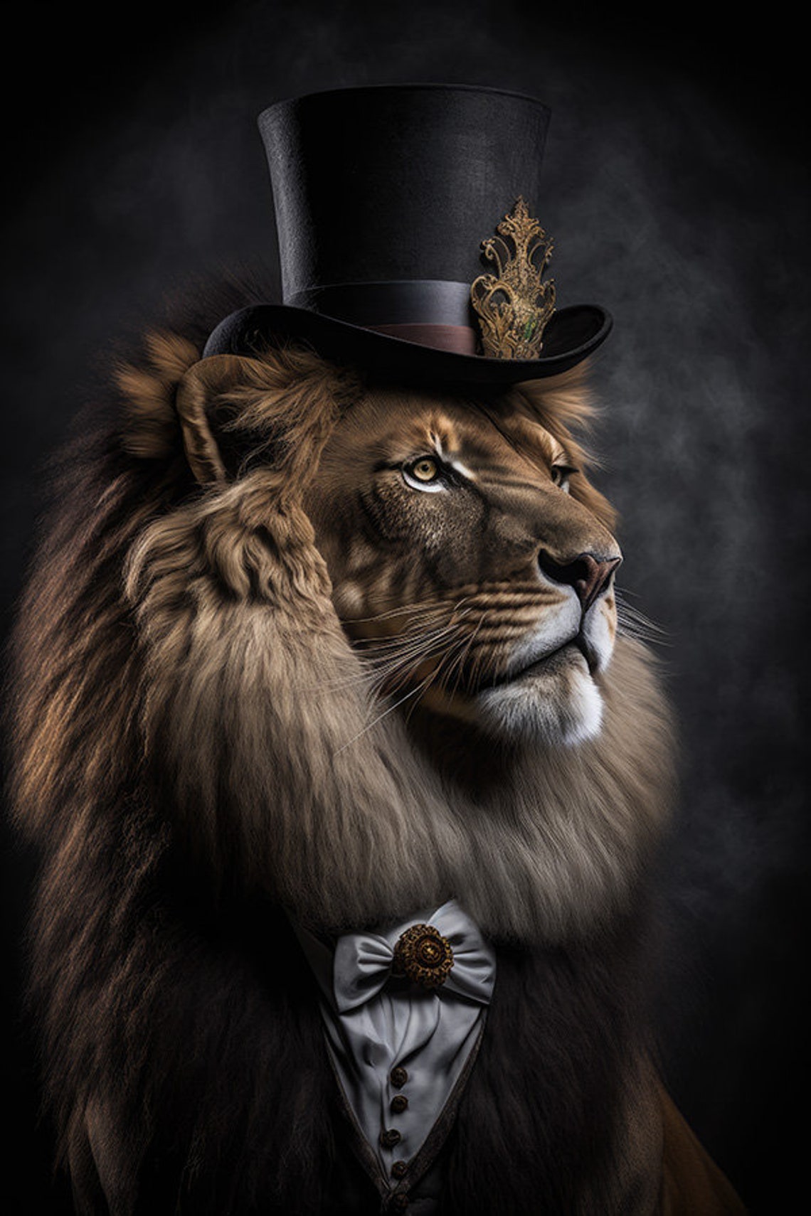 Classical Lion - Design of a Lion Wearing a Suit and Top Hat - Lion ...