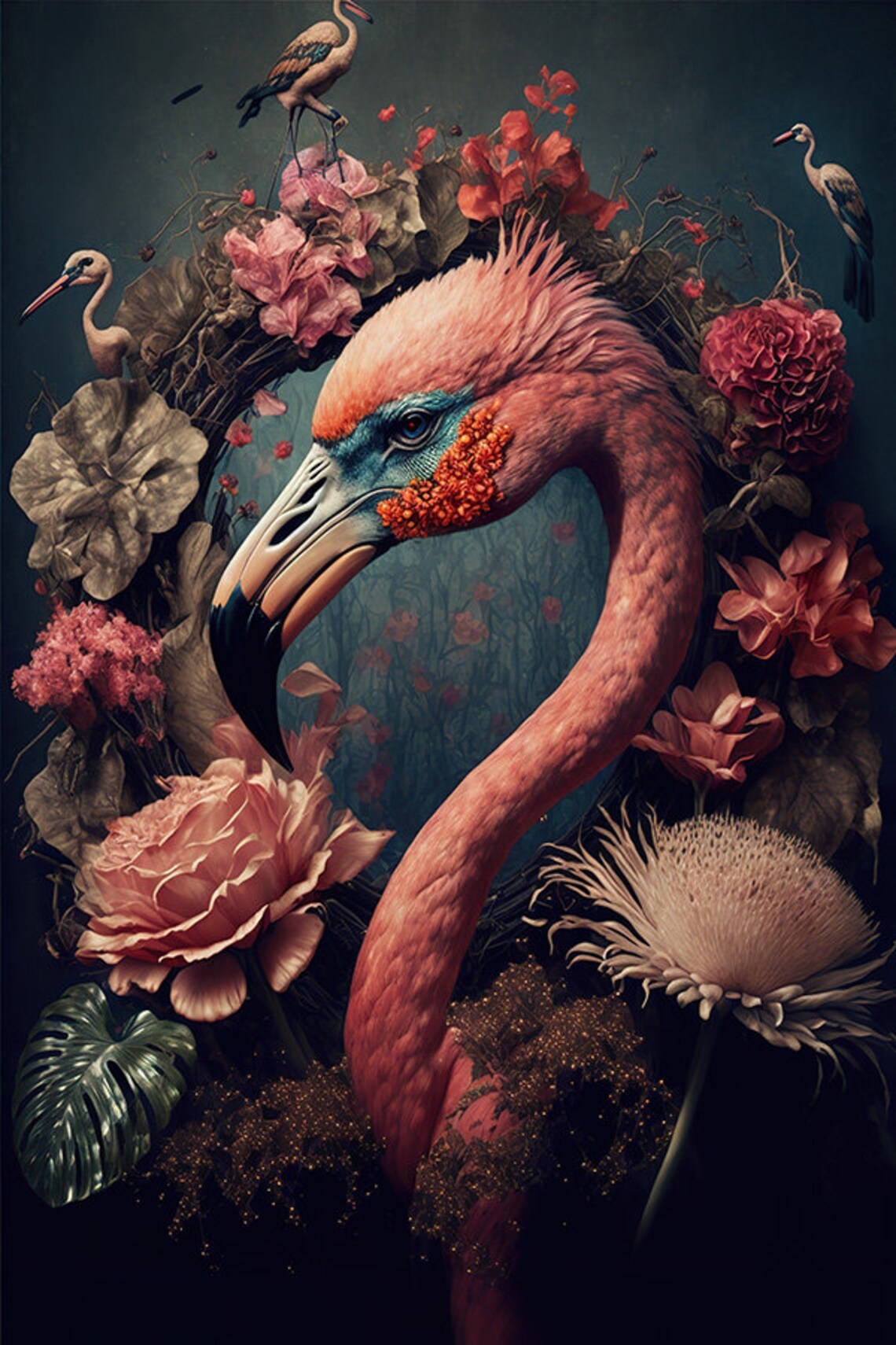 Flamingo - Design of a Beautiful Flamingo With a Lot of Flowers ...