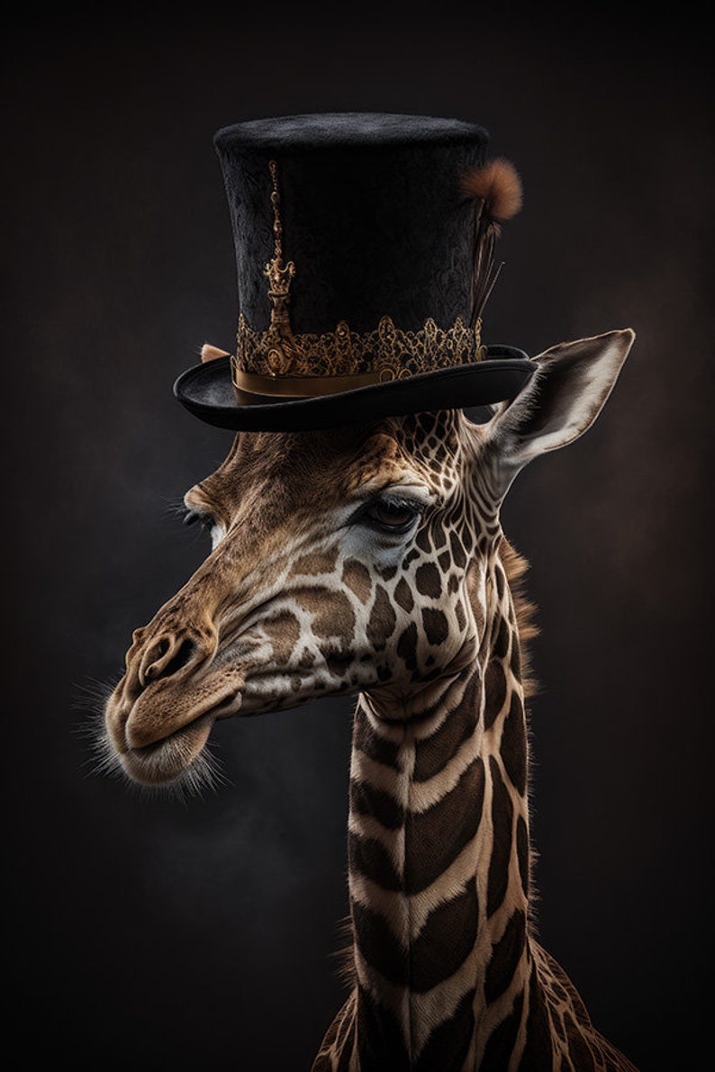 Classical Giraffe Design of a Giraffe Wearing a Top Hat - Etsy
