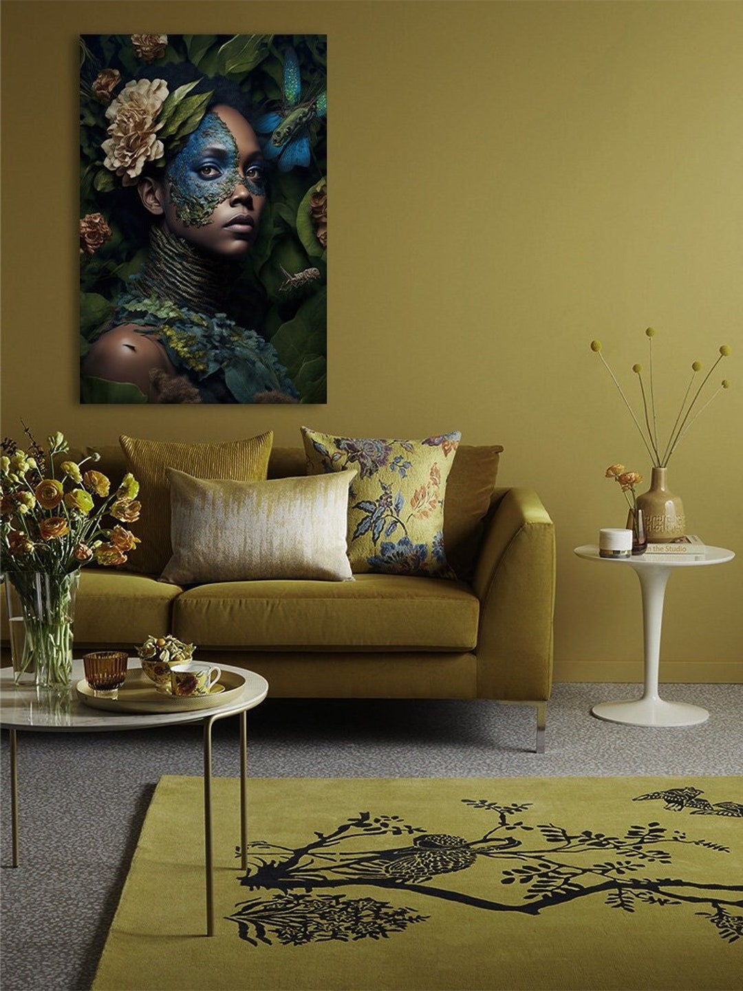 Botanical Woman #5 - Design of a Beautiful Woman Surrounded by Flowers ...