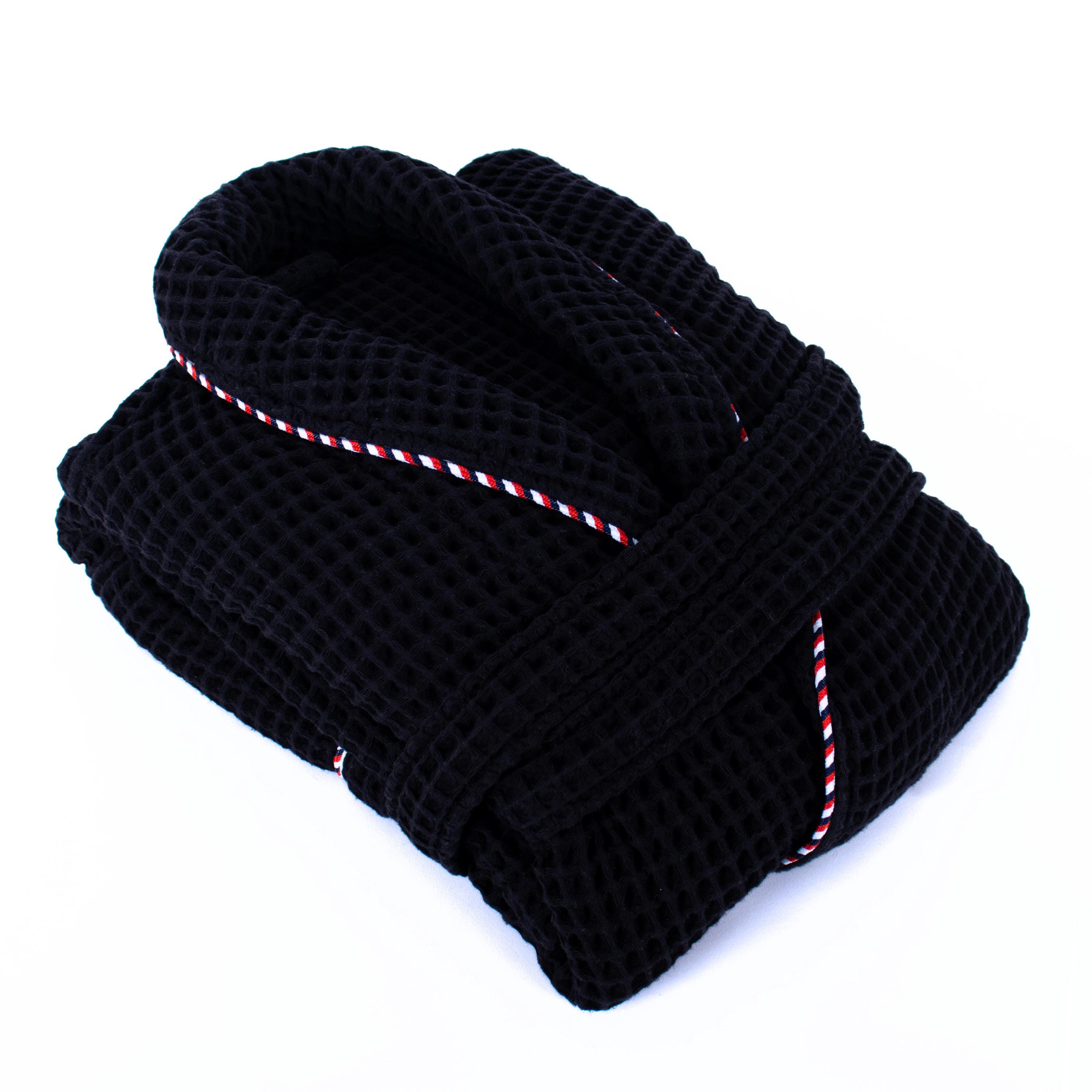 Waffle Weave Black Cotton Robes for Women Full Length - Ultra Soft ...