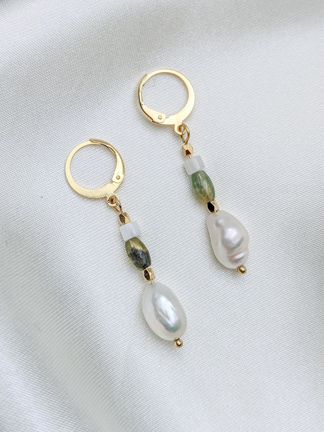 Perlen Ohrringe lang | eleganter Schmuck | Achat Ohrringe Gold ...