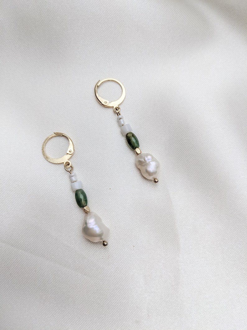 Perlen Ohrringe lang | Set Minimalistischer Schmuck | Ohrringe und ...