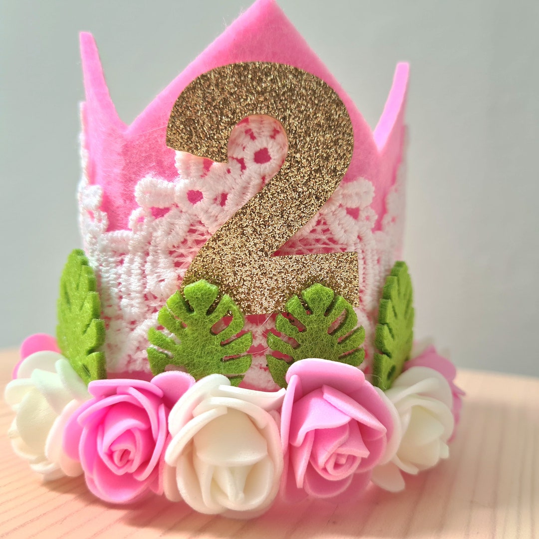 Girls 2nd Birthday Crown, Second Birthday Party Hat, Glitter 2nd ...