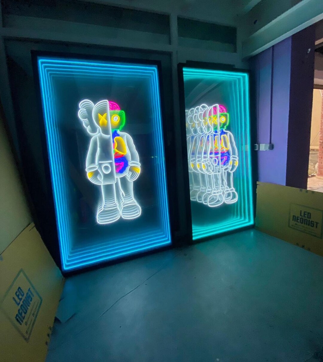 Kaws Neon Infinity Mirror Led Neon Light Art - Etsy