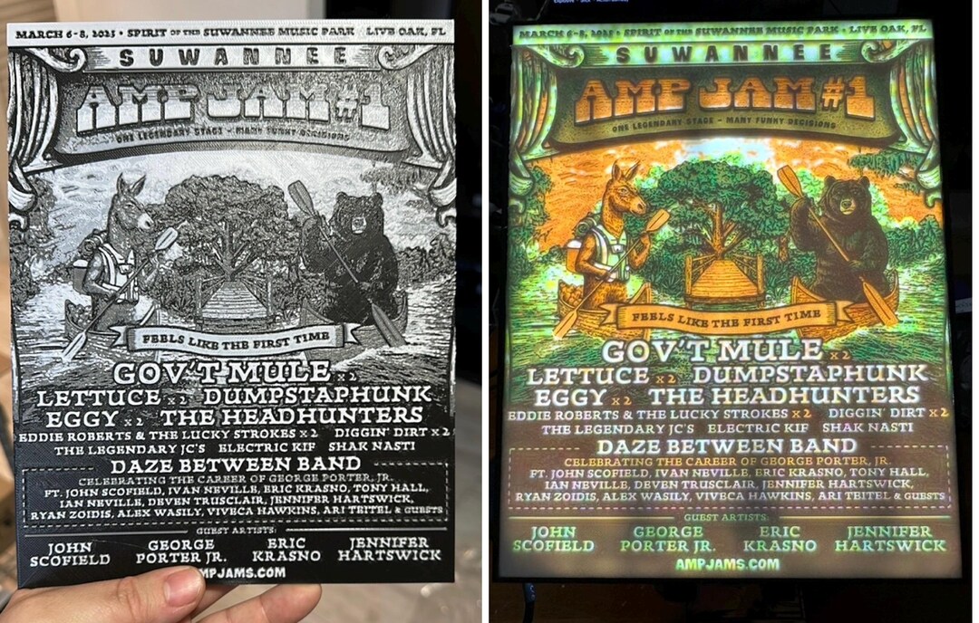 Amp Jam #1 Music Festival Poster - 3D Printed Lithophane Light Box or ...