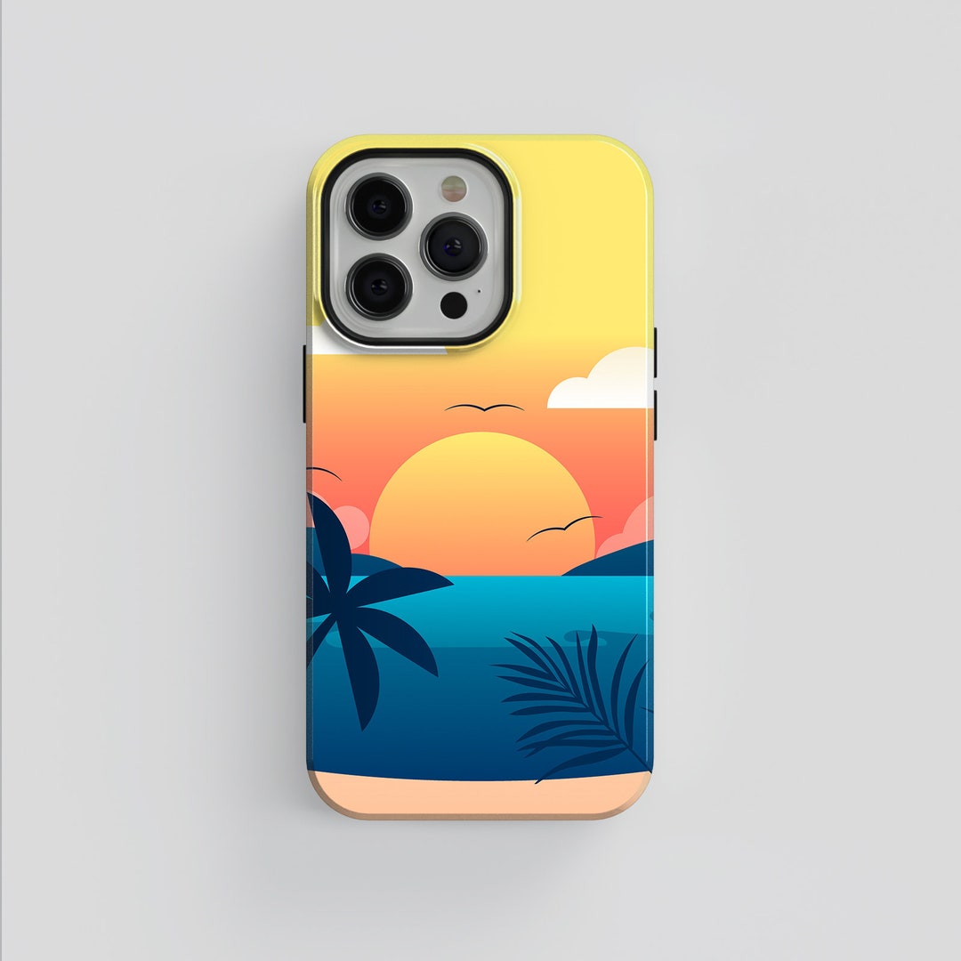 Tropical Sunset Beach Phone Case, Island Art - Etsy