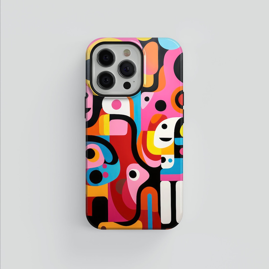 Abstract Pop Art Phone Case: Colorful Doodles, Tough Protection - Etsy UK