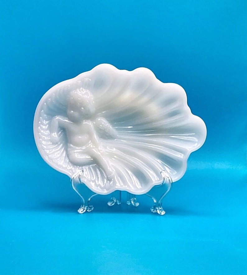Vintage Milk Glass Cherub Shell Dish by Avon 1970s, Trinket, Jewelry ...