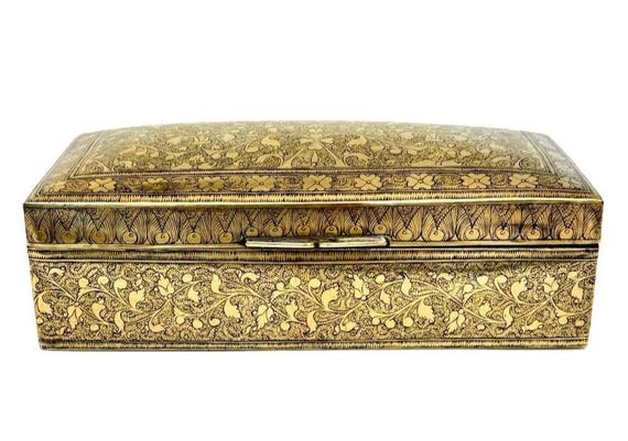 Antique Indian Mughal Brass Cigarette Trinket Box Cas… - Gem