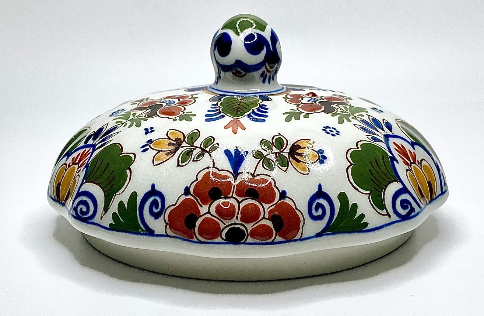 Pristine, Vintage ROYAL DELFT Lobed Candy Dish, Porcelain Lidded Dish ...