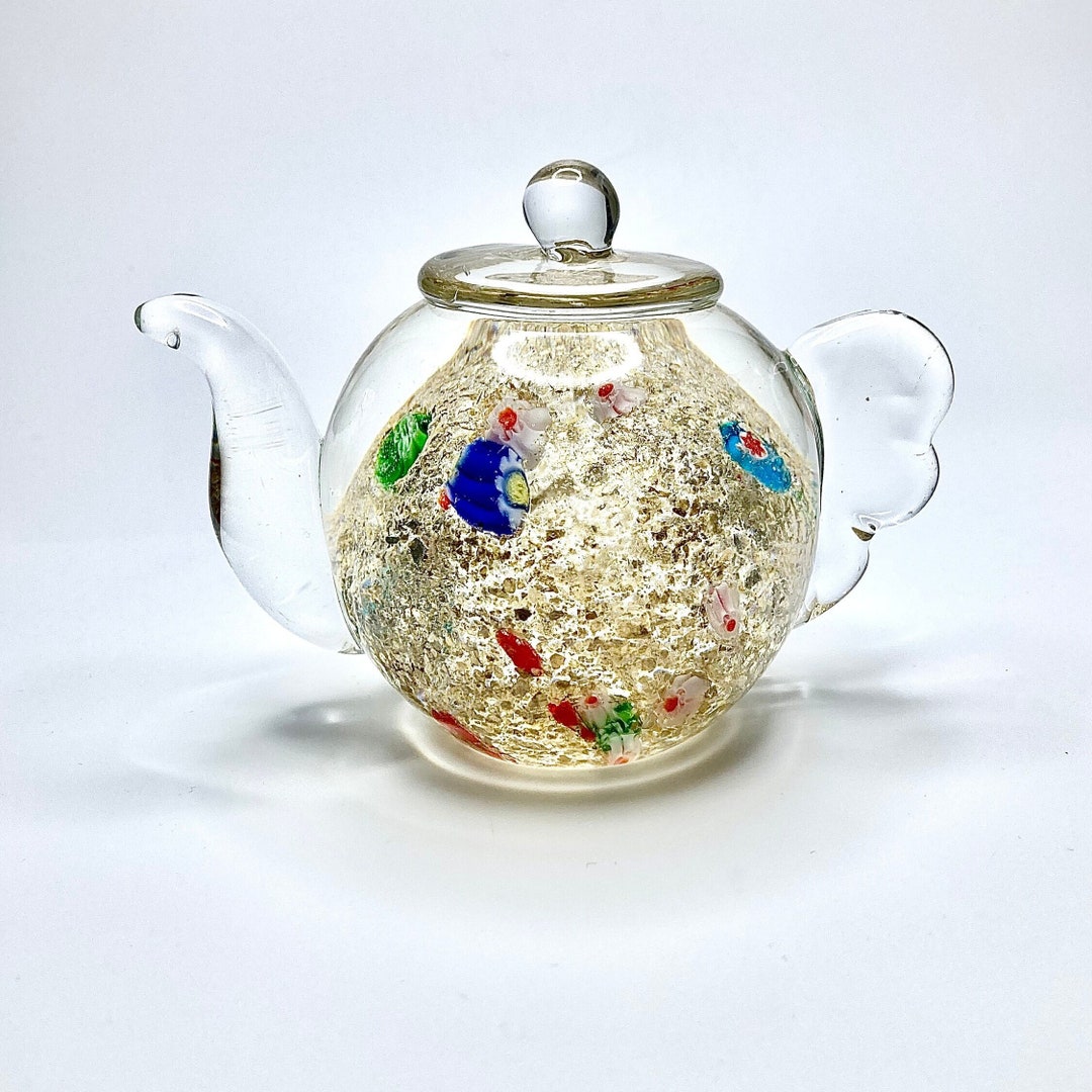 Dale Tiffany Art Glass Paperweight Millefiori & Gold Flecks Hand Blown ...