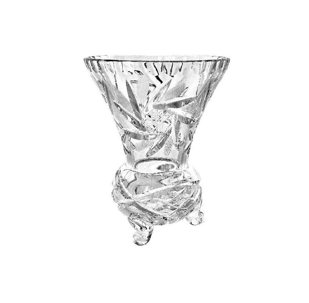 Vintage ABP Pinwheel Cut Crystal Vase With Three Feet, American ...