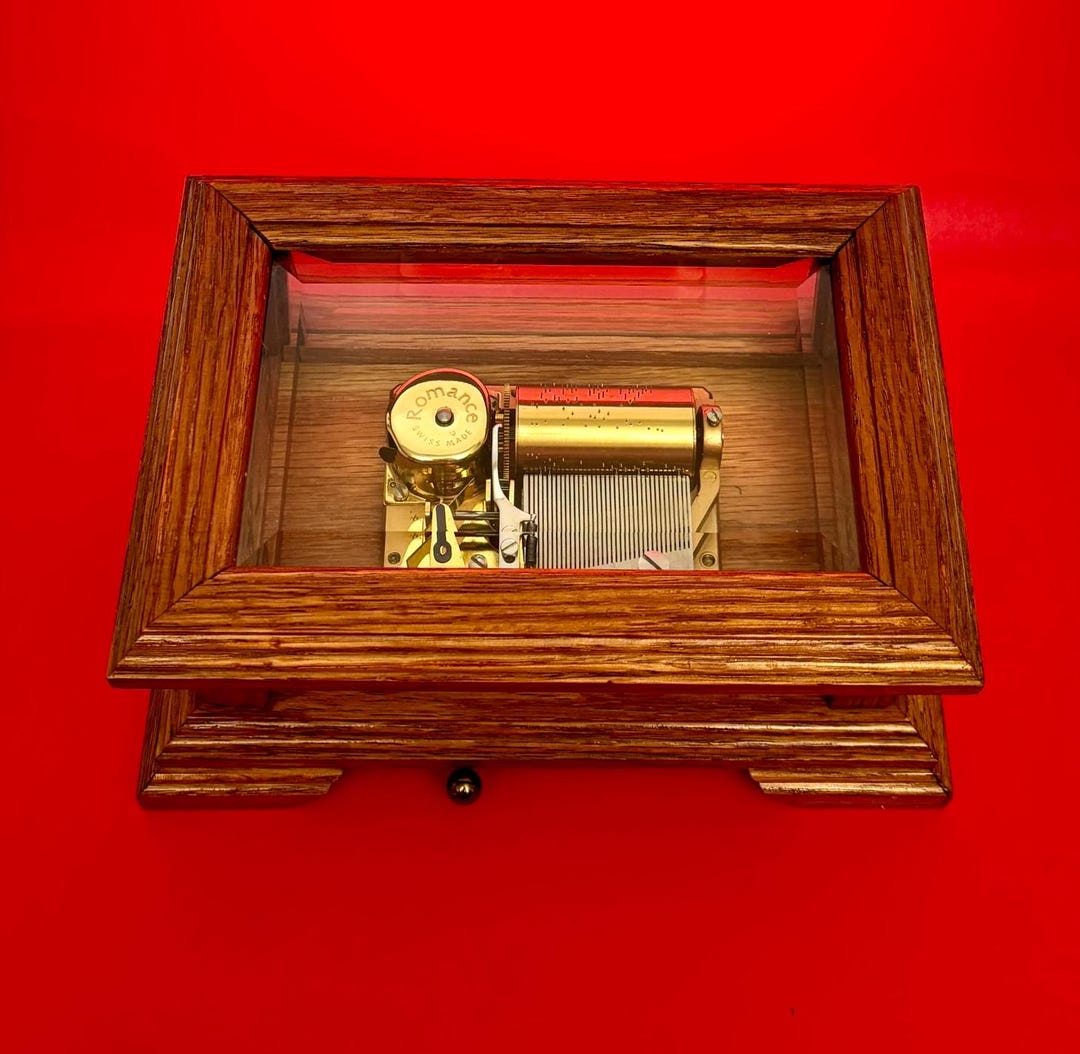Vintage Reuge 36-key Music Box: Honey Oak & Crystal Glass - Etsy